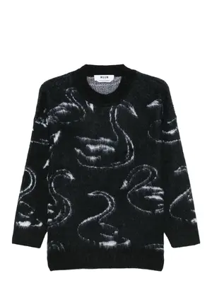MSGM Patterned Jacquard Sweater - Black