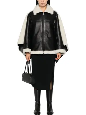 ALAINPAUL Shearling Cape Jacket - Black