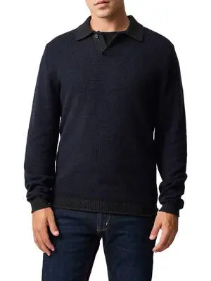 Rodd & Gunn Marlin Cotton & Wool Blend Johnny Collar Sweater - Indigo