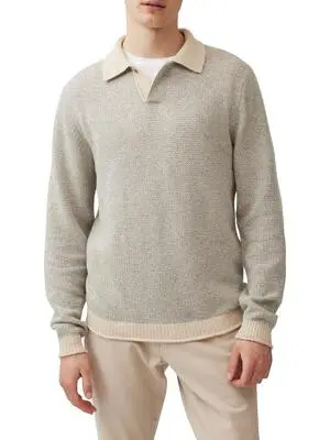 Rodd & Gunn Marlin Cotton & Wool Blend Johnny Collar Sweater - Smoke