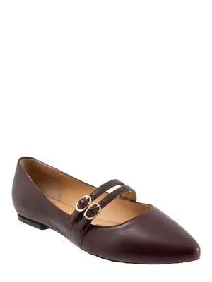 Trotters Emerald Pointed Toe Mary Jane Flat - Oxblood
