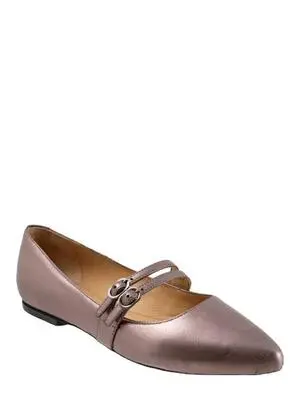Trotters Emerald Pointed Toe Mary Jane Flat - Rose Pewter