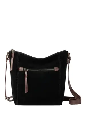 THE SAK Ashland Leather Crossbody Bag Black Suede