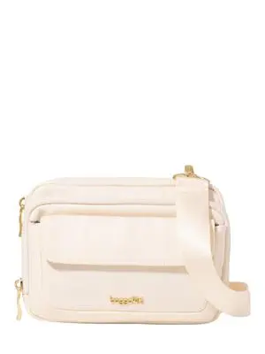 BAGGALLINI Modern Double Zip Crossbody Bag - Coconut Twill