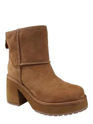 CANDIE'S Luccia Platform Bootie - Natural Suede
