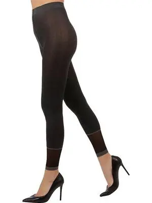 MEMOI Herringbone Footless Tights Black