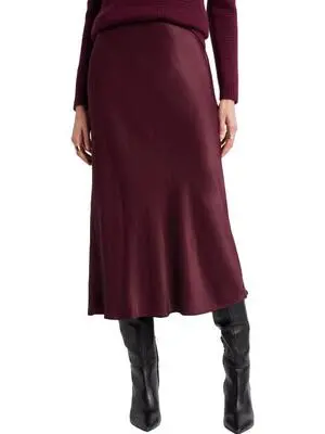 Nordstrom Bias Cut Satin Skirt - Burgundy Royale