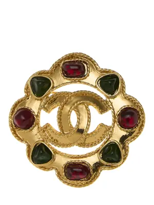 Chanel Gripoix 'cc' Brooch - Multi
