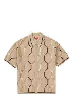 Supreme Hex Zip Up Polo Shirt - Tan