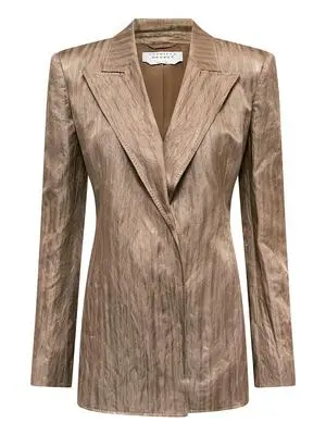 Gabriela Hearst Mairi Metallic Silk Blazer - Bronze