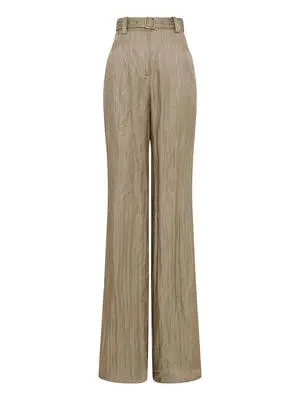 Gabriela Hearst Norman High-rise Metallic Silk Trousers - Bronze