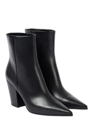 GIANVITO ROSSI Keinna 85 Leather Ankle Boots - Black