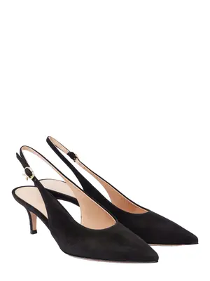 GIANVITO ROSSI Robbie 55 Suede Slingback Pumps - Black