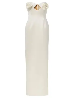 Magda Butrym Floral-appliqué Satin Corset Gown - White