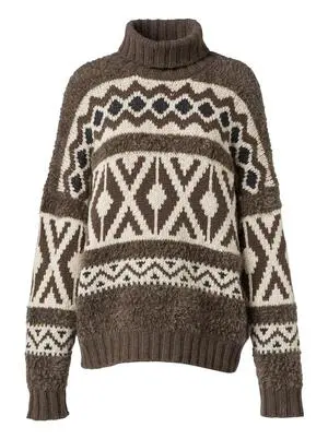 Brunello Cucinelli Brunello Cucinelli Jacquard Wool Turtleneck Sweater Multicoloured