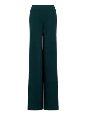 LEEM High-rise Wide-leg Knitted Trousers - Green
