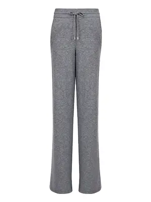 LEEM Drawstring-waist Wide-leg Knit Trousers - Grey