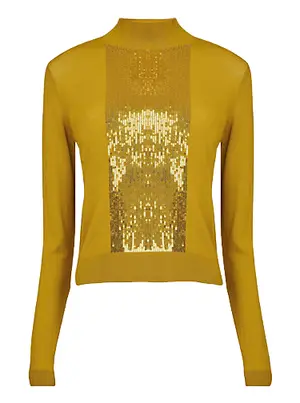LEEM Sequin-embellished Knitted Jumper - Green