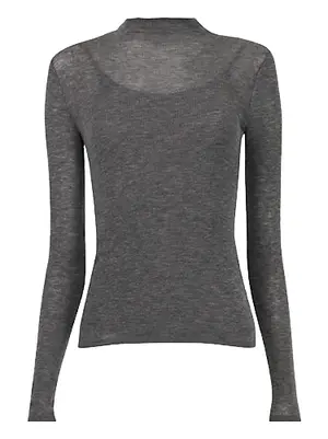 LEEM High-neck Slim-fit Wool Jumper - Grey