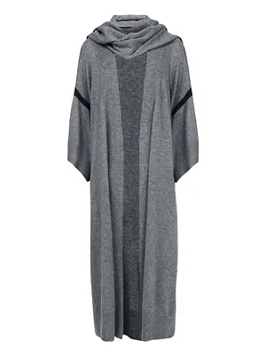 LEEM Scarf Detail Knitted Cardigan - Grey
