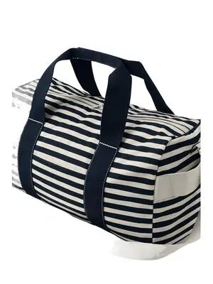 LANDS' END Canvas Weekender Duffle Bag Radiant Navy/natural Stripe