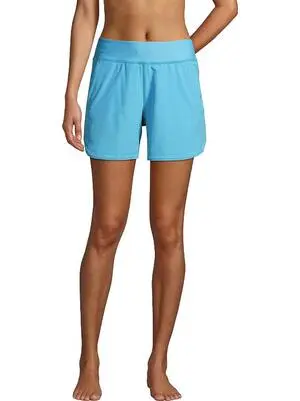 LANDS' END 5" Curvy Fit Quick Dry Board Shorts Turquoise