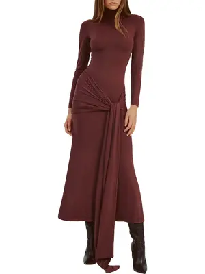 Bardot Bardot Alix Tie Front Maxi Dress Deep Plum