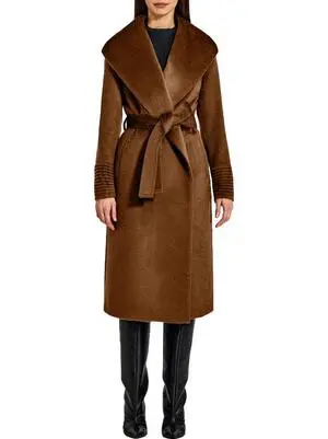 Sentaler Shawl Collar Alpaca & Wool-blend Wrap Coat - Caramel