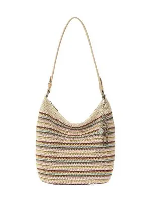 THE SAK Sequoia Leather Hobo Bag Pink Multi Stripe