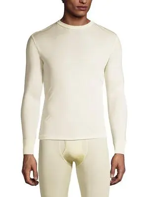 LANDS' END Lands' End Silk Long Underwear Crew Neck Ecru