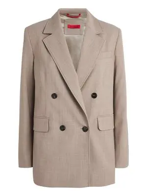 Max & Co. Double-Breasted Virgin Wool Blazer Beige