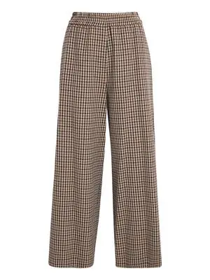 Max Mara Houndstooth Virgin Wool-cotton Trousers - Purple