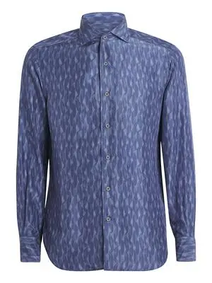 Corneliani Silk Printed Shirt - Navy