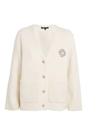 Maje Maje Wool-Blend Embellished Cardigan White