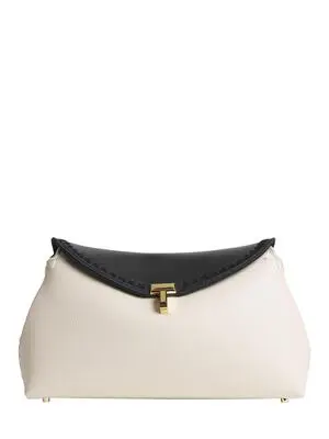 TOTEME Leather T-lock Clutch - Ivory