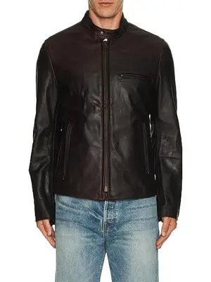 SCHOTT Nyc Cafe Racer Leather Jacket - Brandy