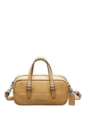 COACHTOPIA Alter/ego Mini Satchel Bag In Checkerboard Upcrafted Leather With Crossbody Strap - Tan