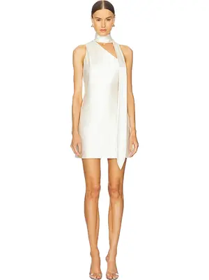 Line & Dot Gloss Scarf Mini Dress - Ivory