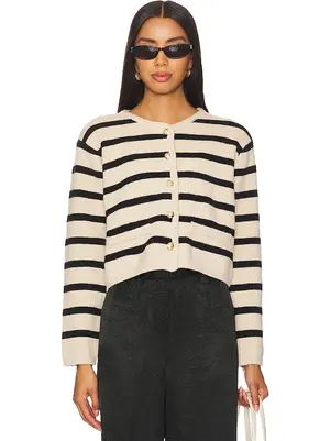 Line & Dot Benni Stripe Cardigan - Tan & Black