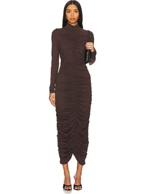 Susana Monaco Gathered Long Sleeve Dress - Java