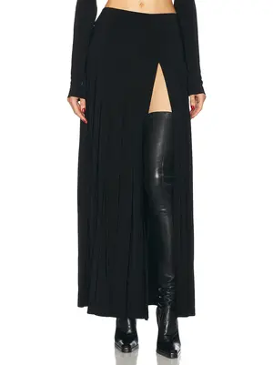 Norma Kamali For Pleated Long Skirt - Black