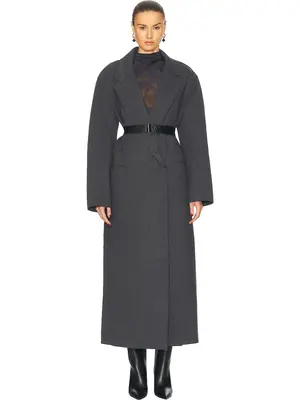 Norma Kamali Oversized Double Breasted Coat - Dark Heather Grey