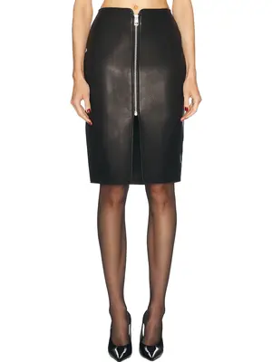 THE SEI Zipped Leather Skirt - Black