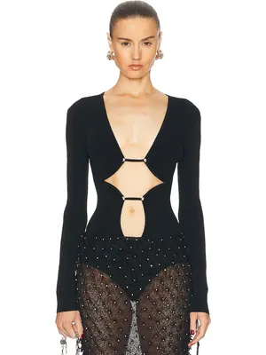 Christopher Esber Bracket Knit Bodysuit - Black