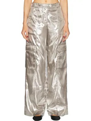 Simkhai Beatriz Wide Leg Cargo Pant - Silver