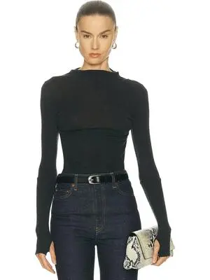 Enza Costa Cashmere Twist Top - Charcoal