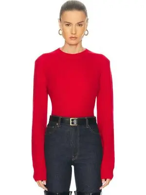 Enza Costa Cashmere Longsleeve Crewneck Sweater - Classic Red