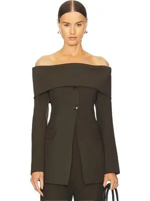 Line & Dot Marilla Off Shoulder Top - Olive