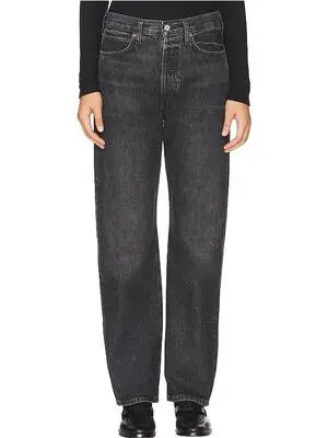 AGOLDE Kelly High Rise Relaxed Straight Jeans - Black