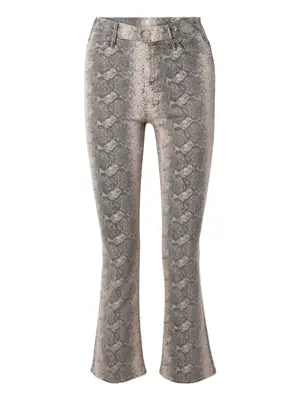 MOTHER The Hustler Cropped Snake-print Jeans - Neutrals